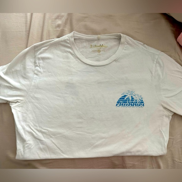 chubbies | Shirts | Chubbies White Tshirt With Blue Logo | Poshmark